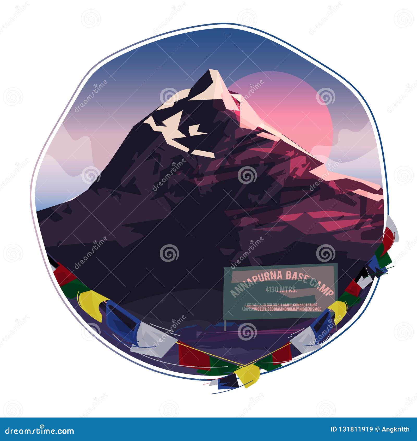 Annapurna Moutain Basecamp - Vector Stock Illustration - Illustration ...