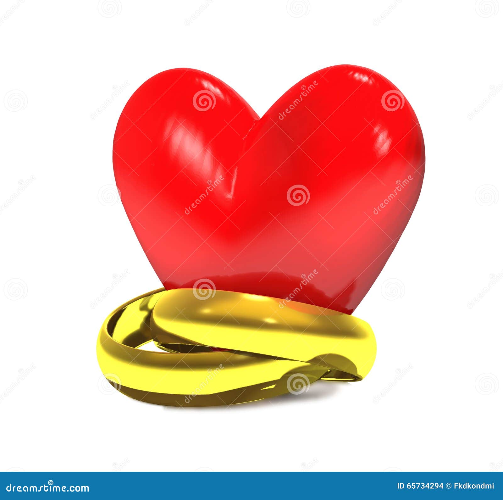 Anneaux De Mariage D'or Et Coeur Rouge Illustration Stock ...