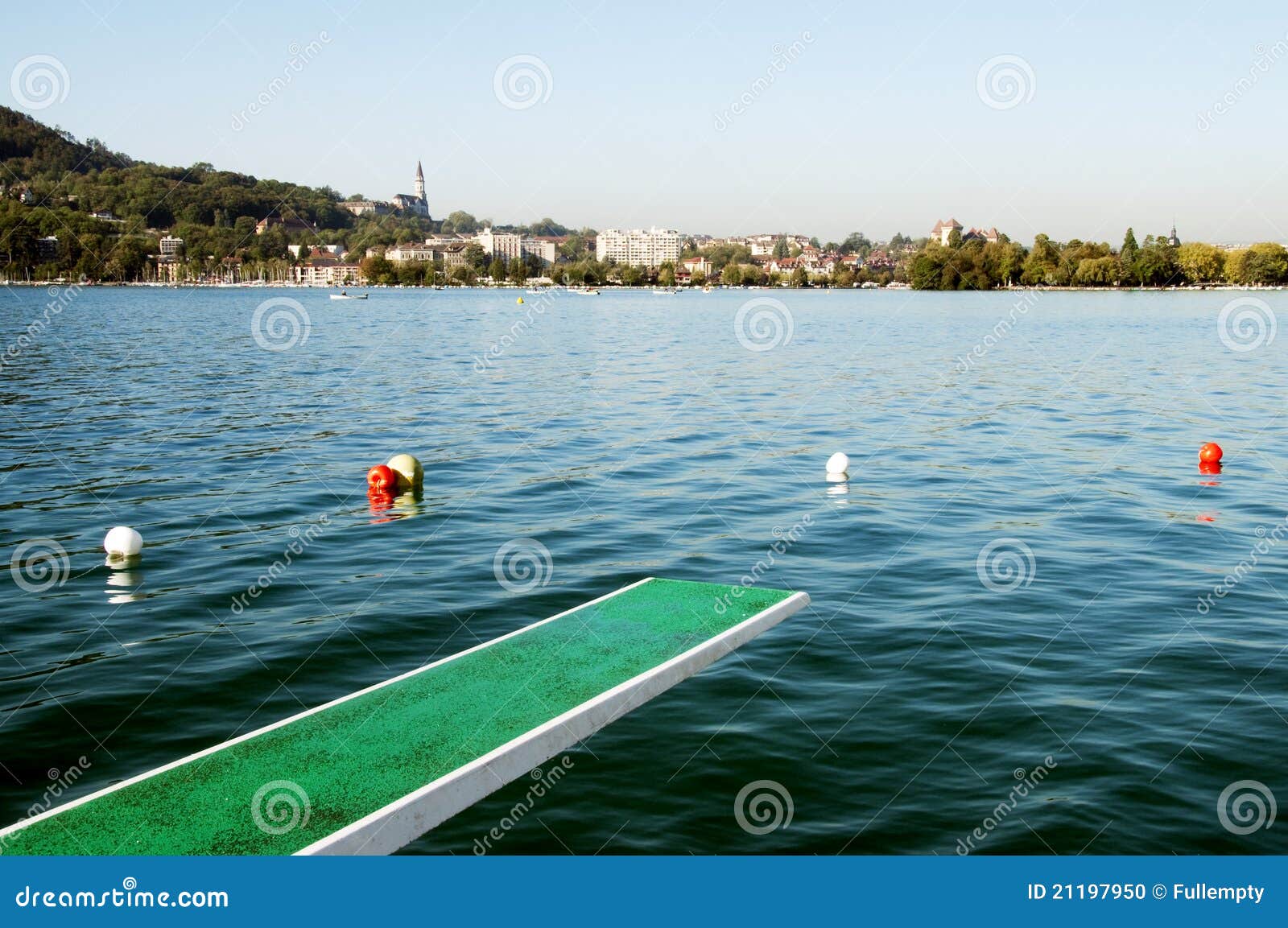 Annecy Lake and Diving Board Stock Photo - Image of diving, board: 21197950