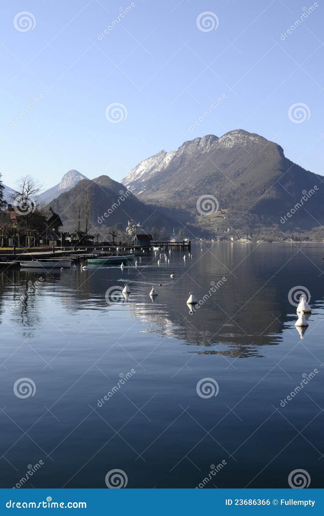 Annecy Lake, Mountains and Reflection Stock Photo - Image of lake ...