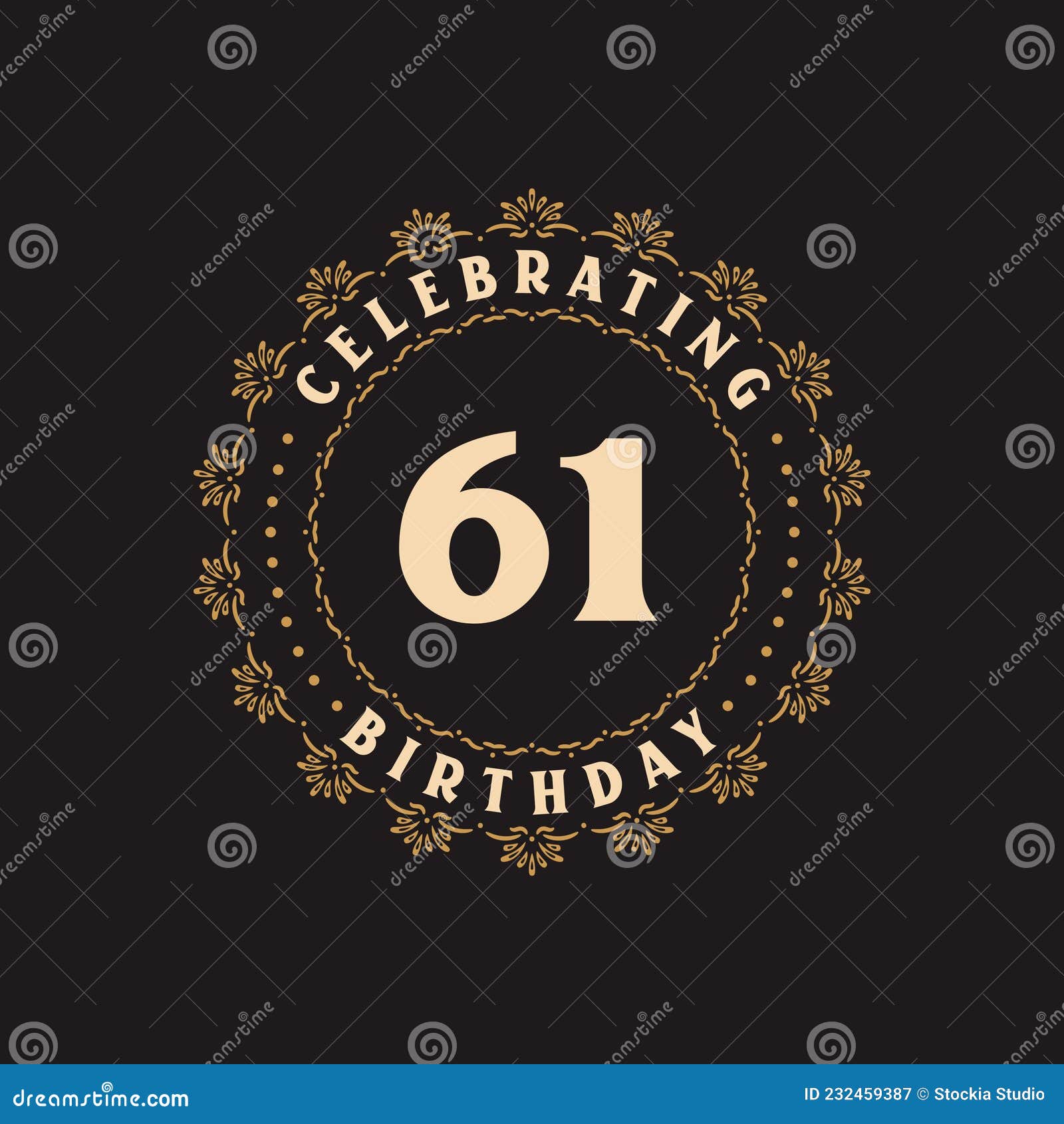 61 Anniversaire Carte De Voeux Pour 61 Ans Anniversaire Illustration de ...