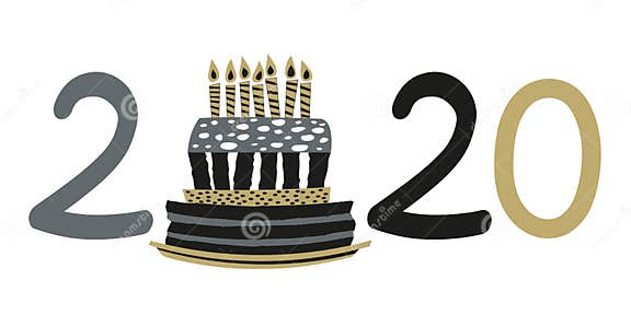 Greeting Card 2020 Presenting a Cake Design with Candles To Celebrate a ...