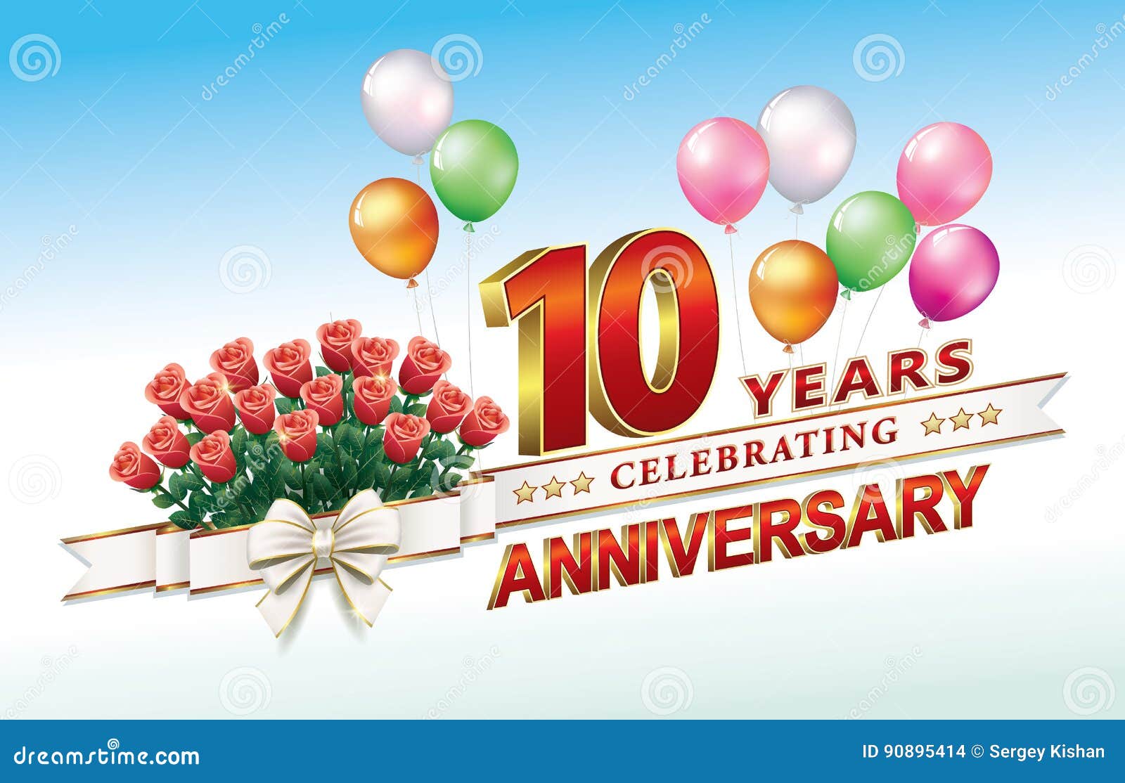 Anniversario 10 anni illustrazione vettoriale. Illustrazione di ...