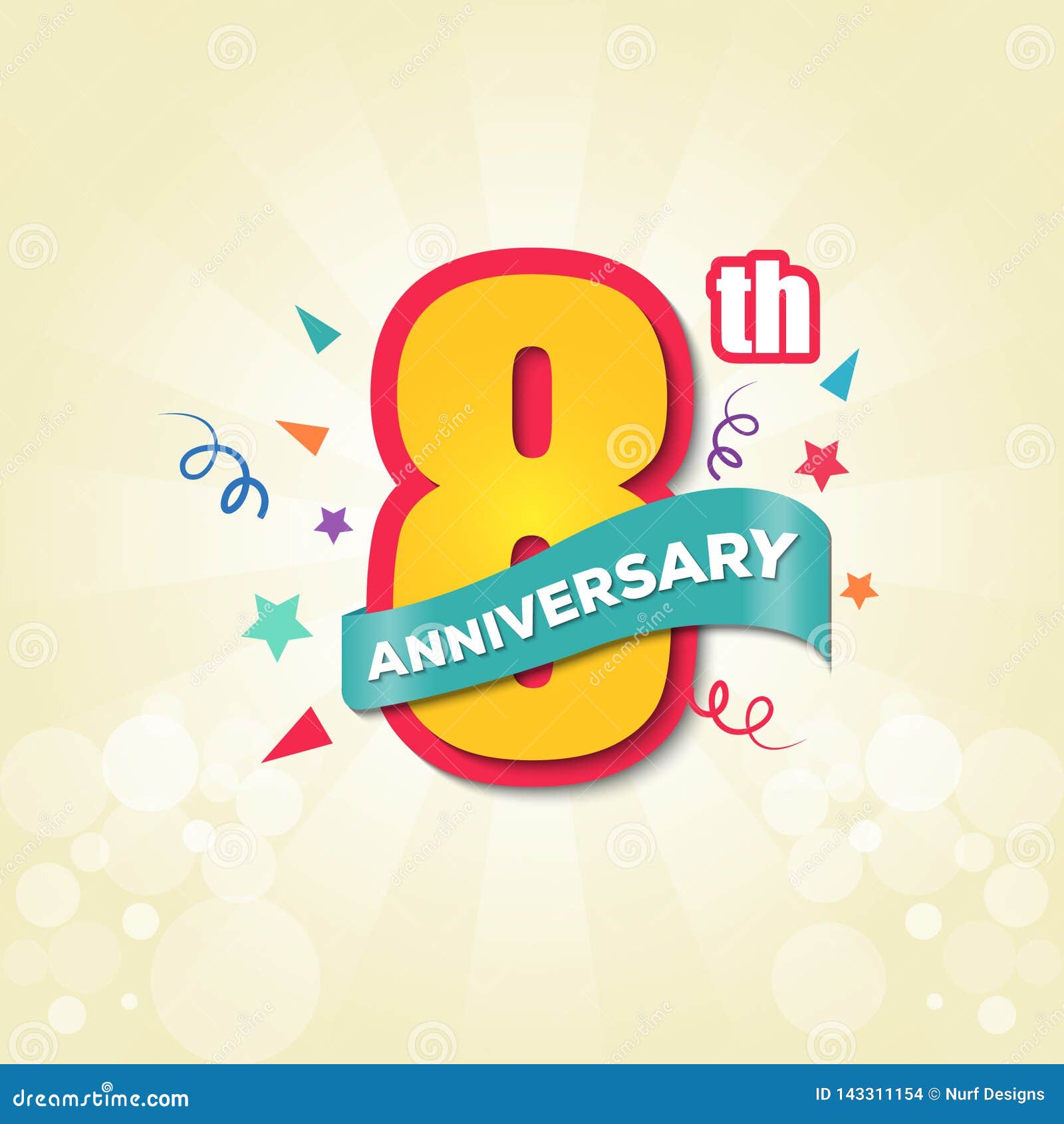 Colorful Anniversary Emblem 8th Anniversary Template Design Vector ...