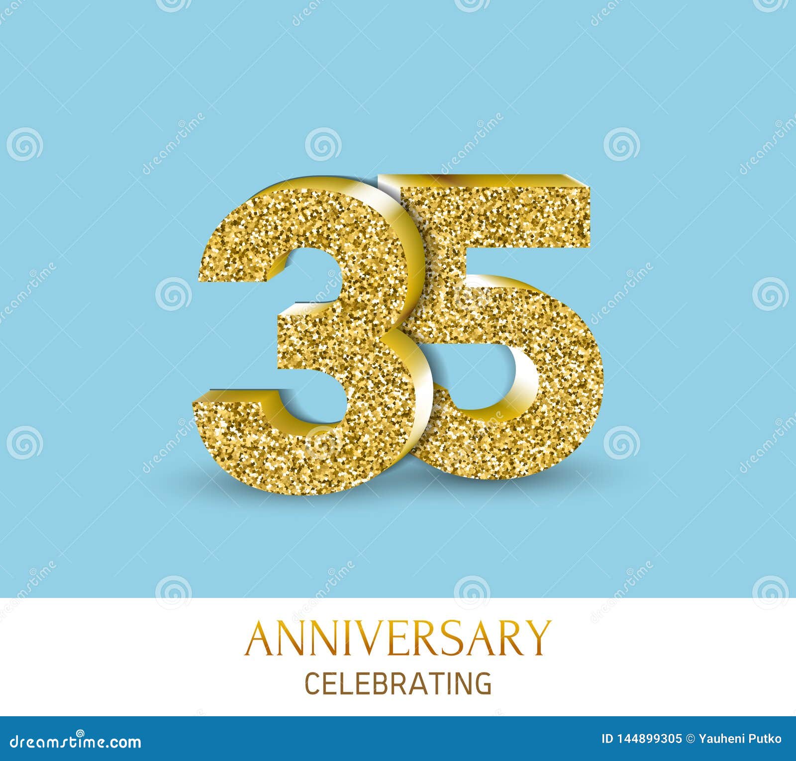 35th Anniversary Card Template with 3d Gold Colored Elements. Can Be ...