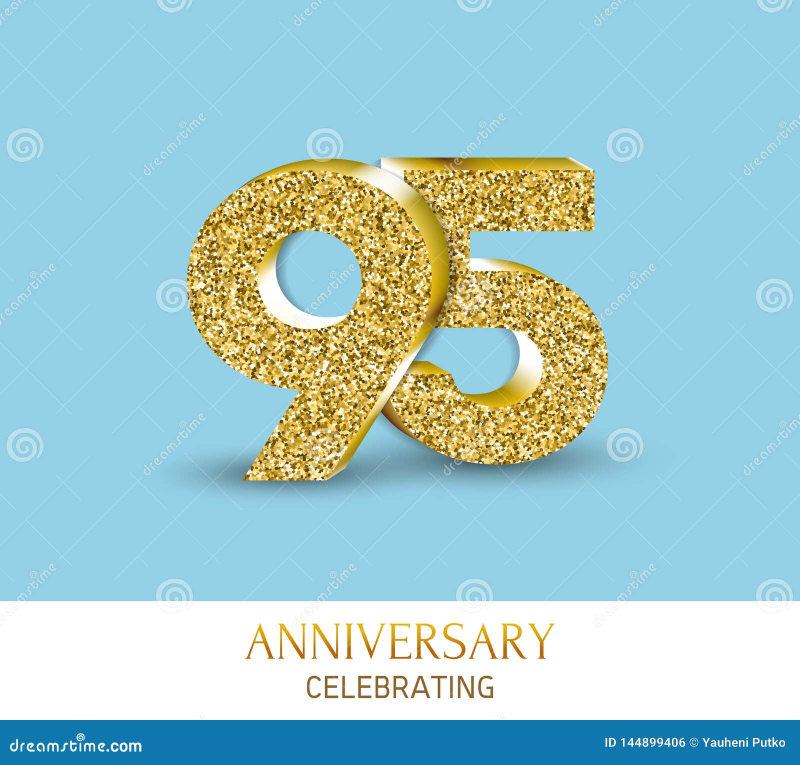 95th Anniversary Card Template With 3d Gold Colored Elements. Can Be ...