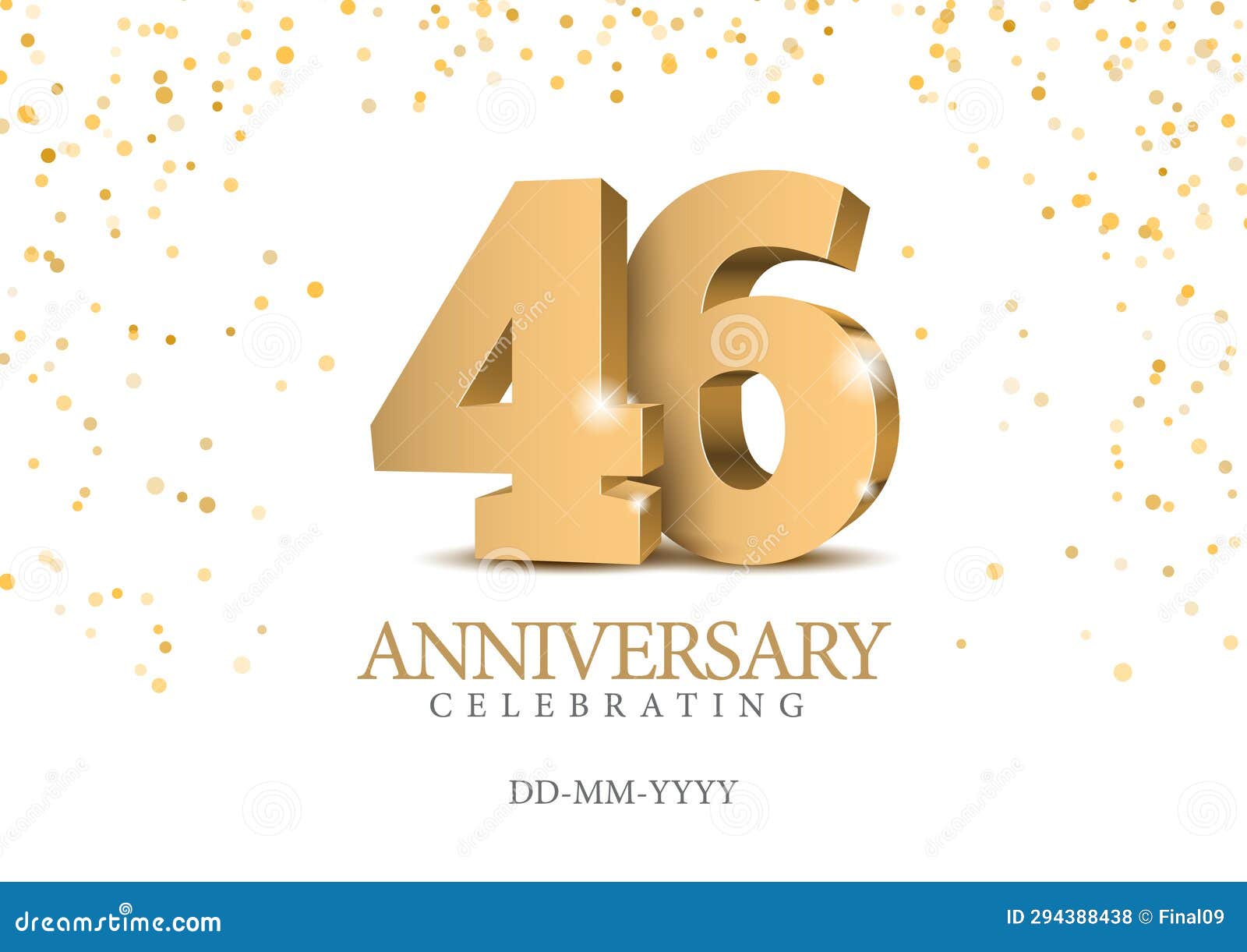 Anniversary 46. Gold 3d Numbers Stock Vector - Illustration of numbers ...
