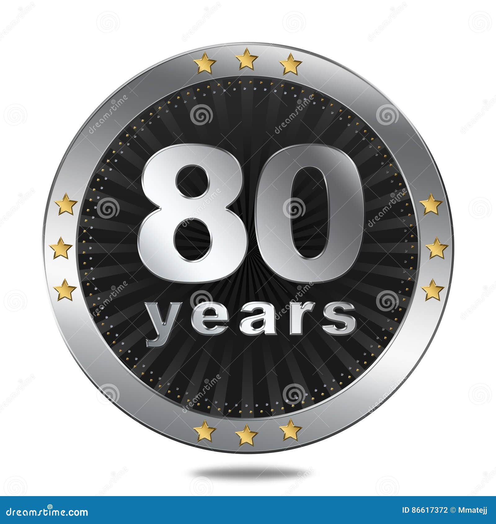 80 Anniversary Badge - Silver Colour. Stock Illustration - Illustration ...