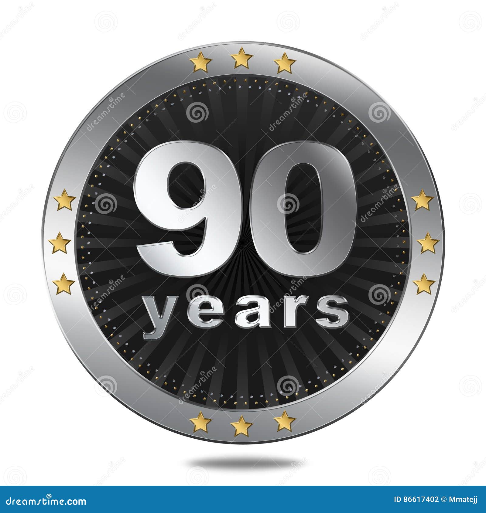 90 Anniversary Badge - Silver Colour. Stock Illustration - Illustration ...
