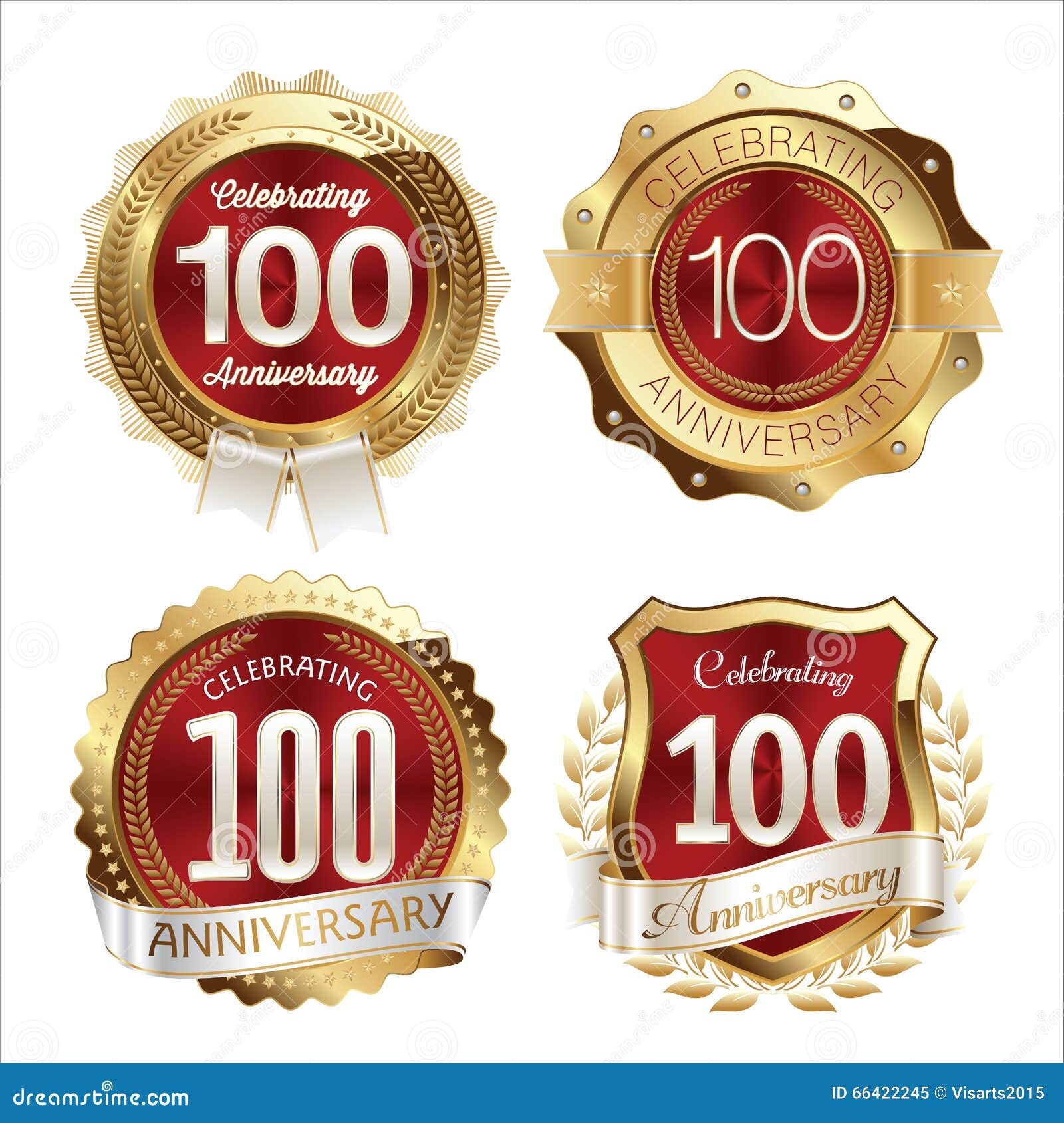 Anniversary Badges 100th Years Celebration Stock Vector - Illustration ...
