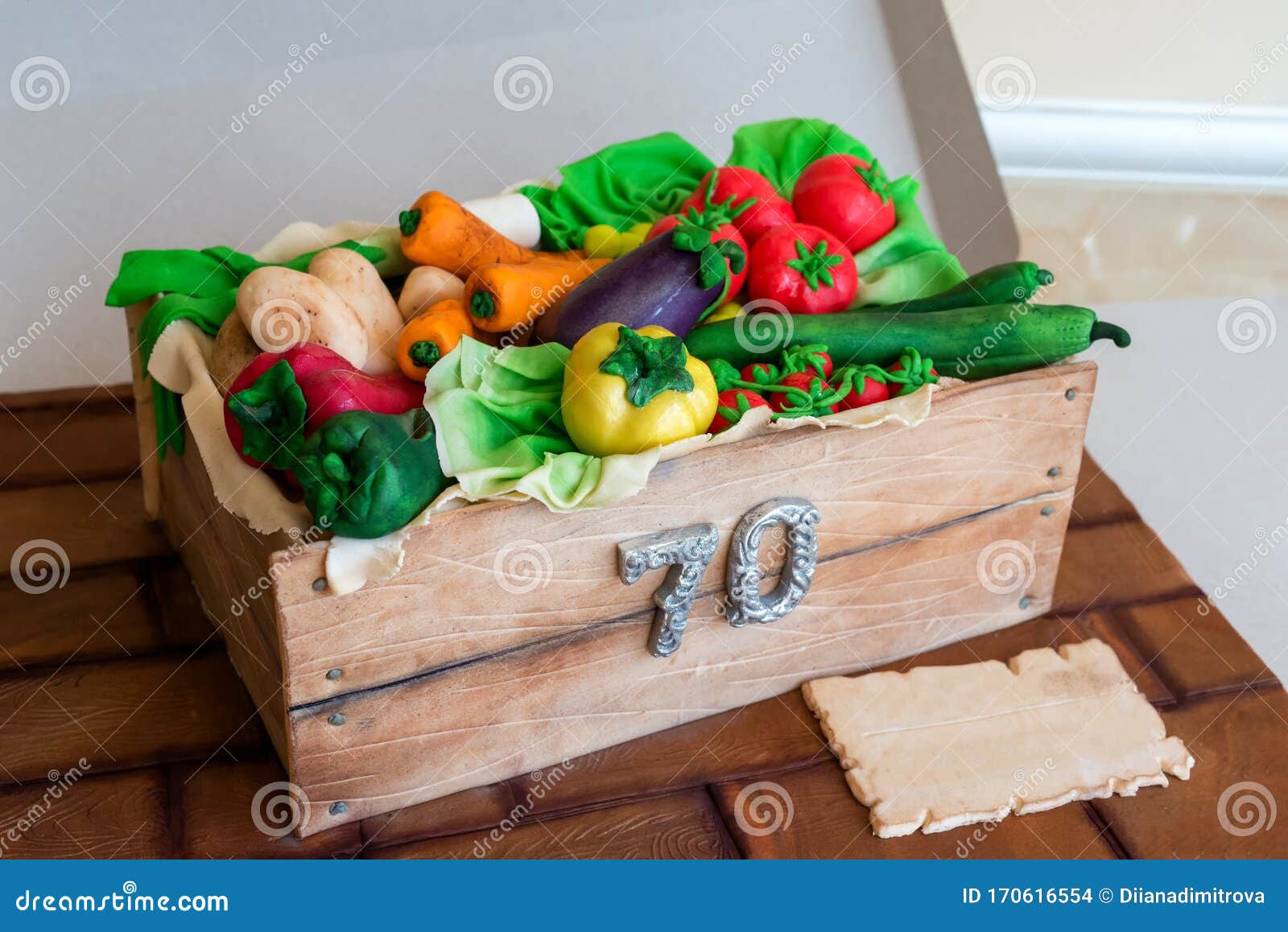 Anniversary Cake Shaped Like a Crate with Vegetables Stock Photo ...