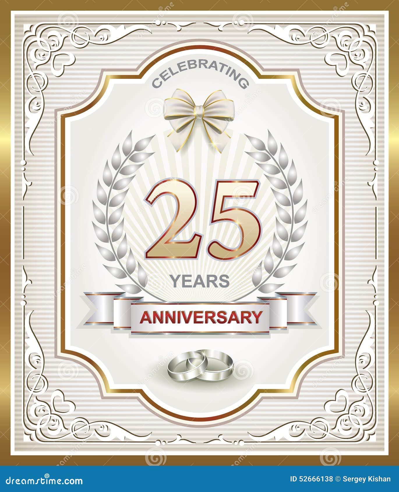 Anniversary card 25 years stock vector. Illustration of postcard - 52666138