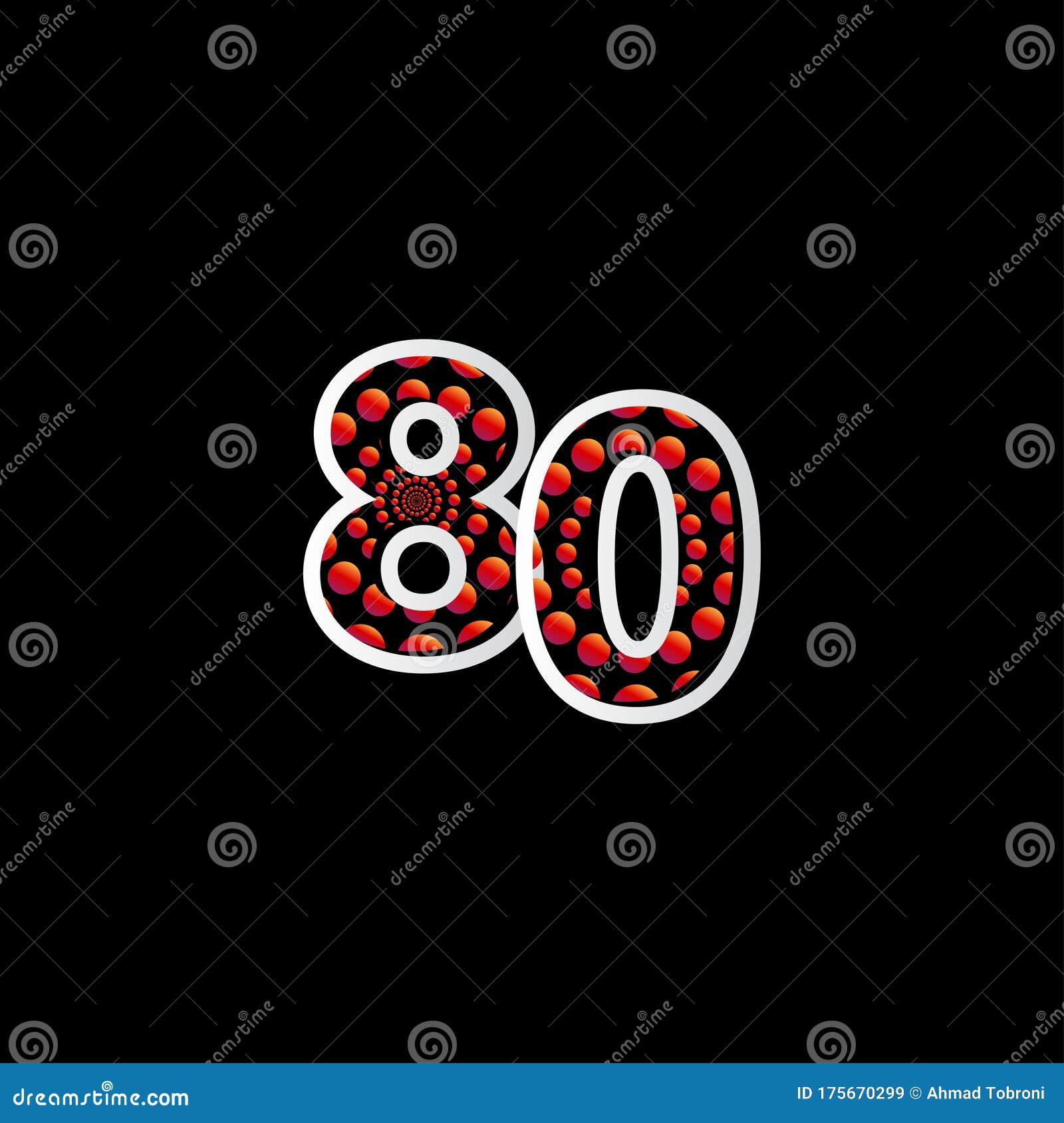 80 Anniversary Celebration Bubble Red Number Vector Template Design ...