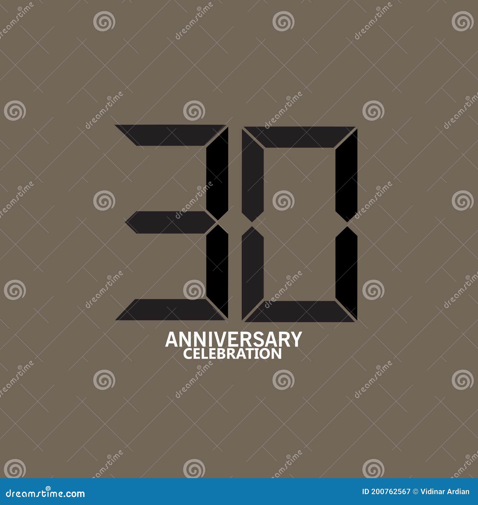 30 ANNIVERSARY CELEBRATION DIGITAL NUMBER, VECTOR ILLUSTRATION Stock ...