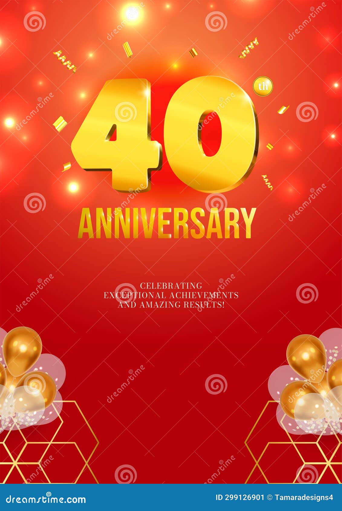 Anniversary Celebration Flyer Red Background Golden Numbers 40 Stock ...