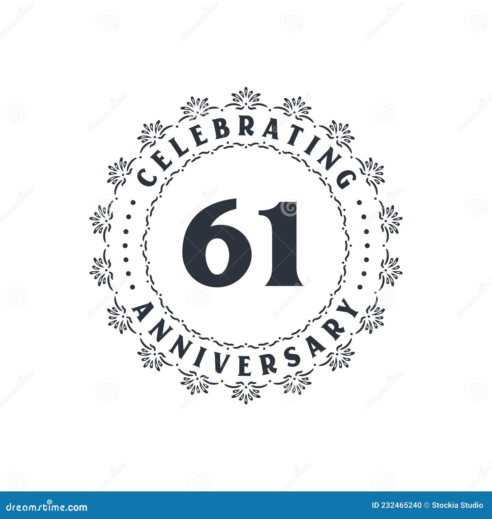 61 Anniversary Celebration, Greetings Card for 61 Years Anniversary ...