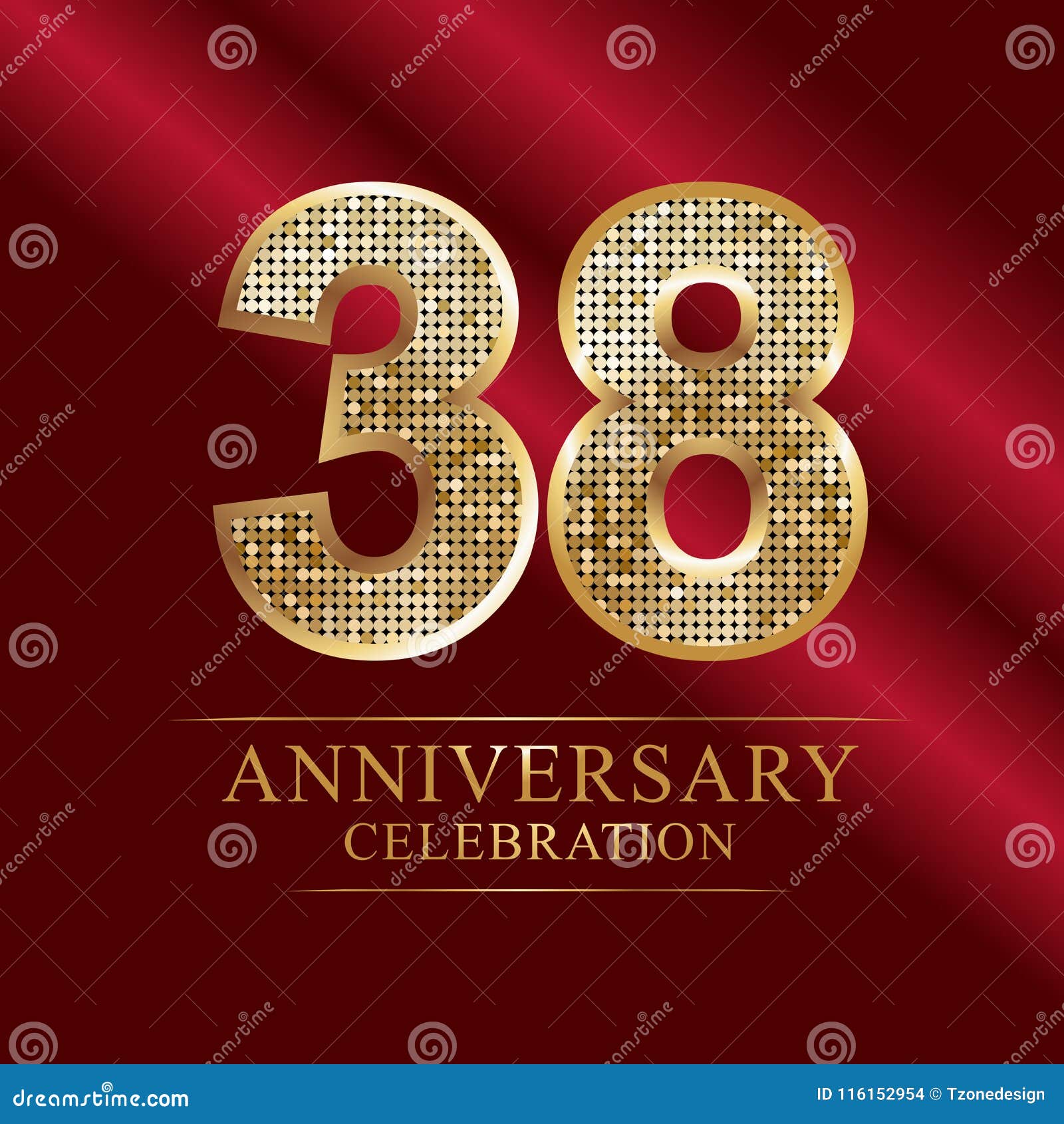 Luxury 38th Birthday Logo, 38 Years Celebration Vector Illustration ...