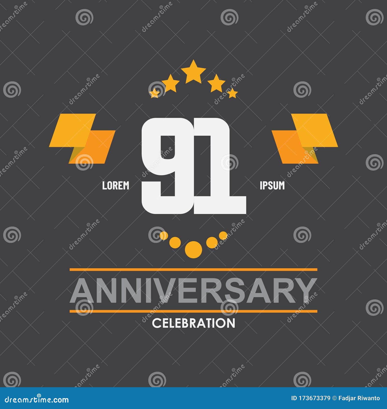 91 Anniversary Celebration Vector Concept Template Design Stock Vector ...