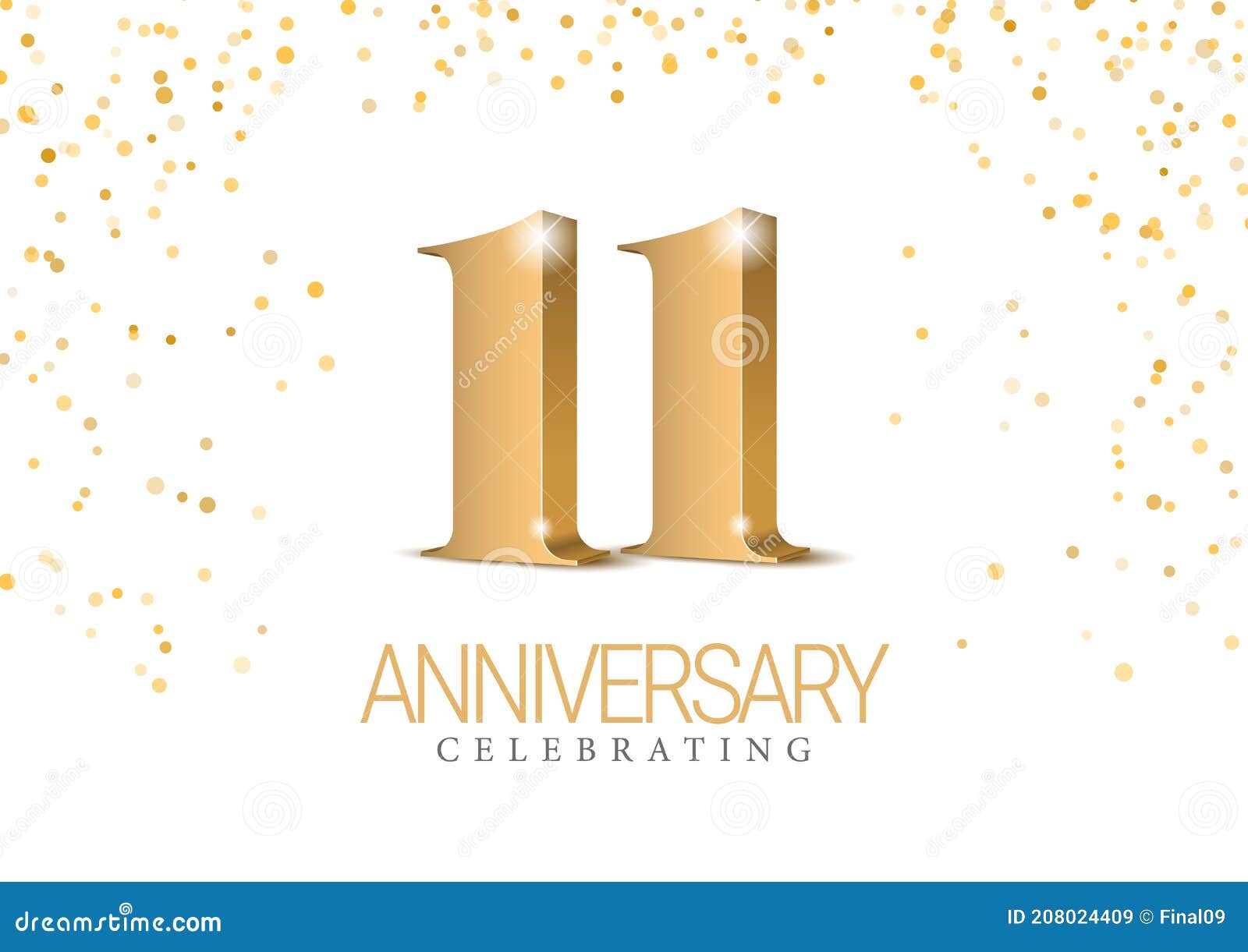 Anniversary 11. Gold 3d Numbers Stock Vector - Illustration of july ...