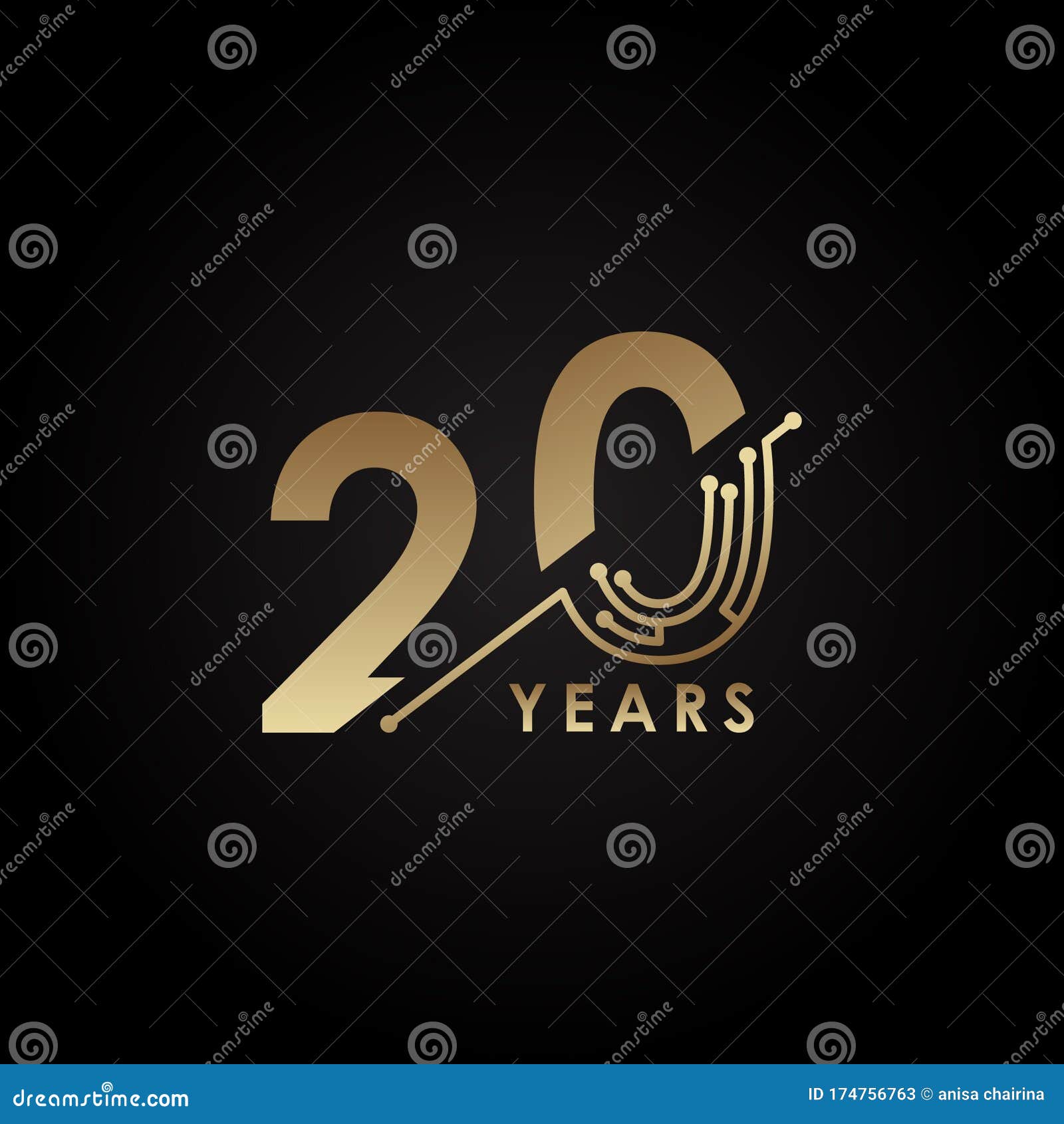 20 Anniversary Gold Numbers Design for Celebrate Stock Vector ...