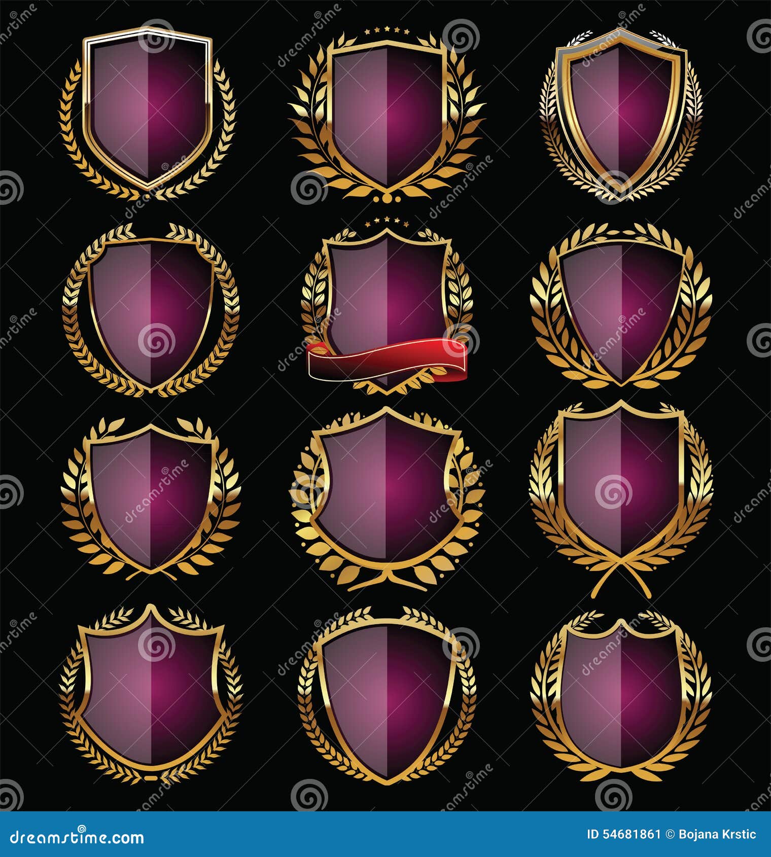 Purple Shield Voice Recognition Icon Isolated On Purple Background ...