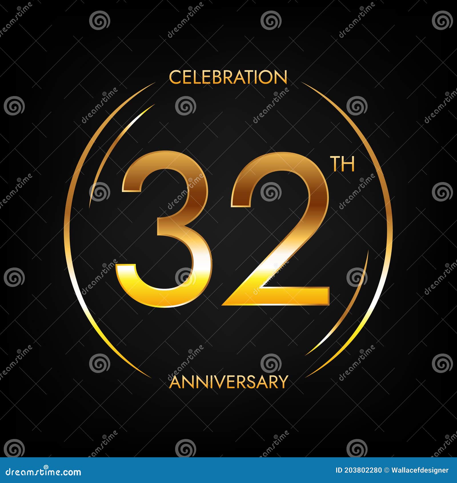 Happy 32th Birthday Balloons Greeting Card Background. Royalty-Free ...