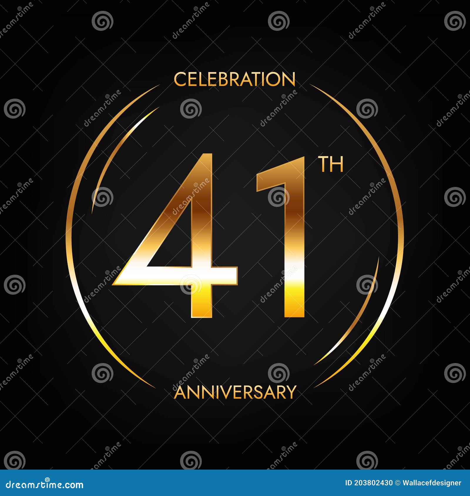 Happy 41th Birthday With Gold Balloons Greeting Card Background ...