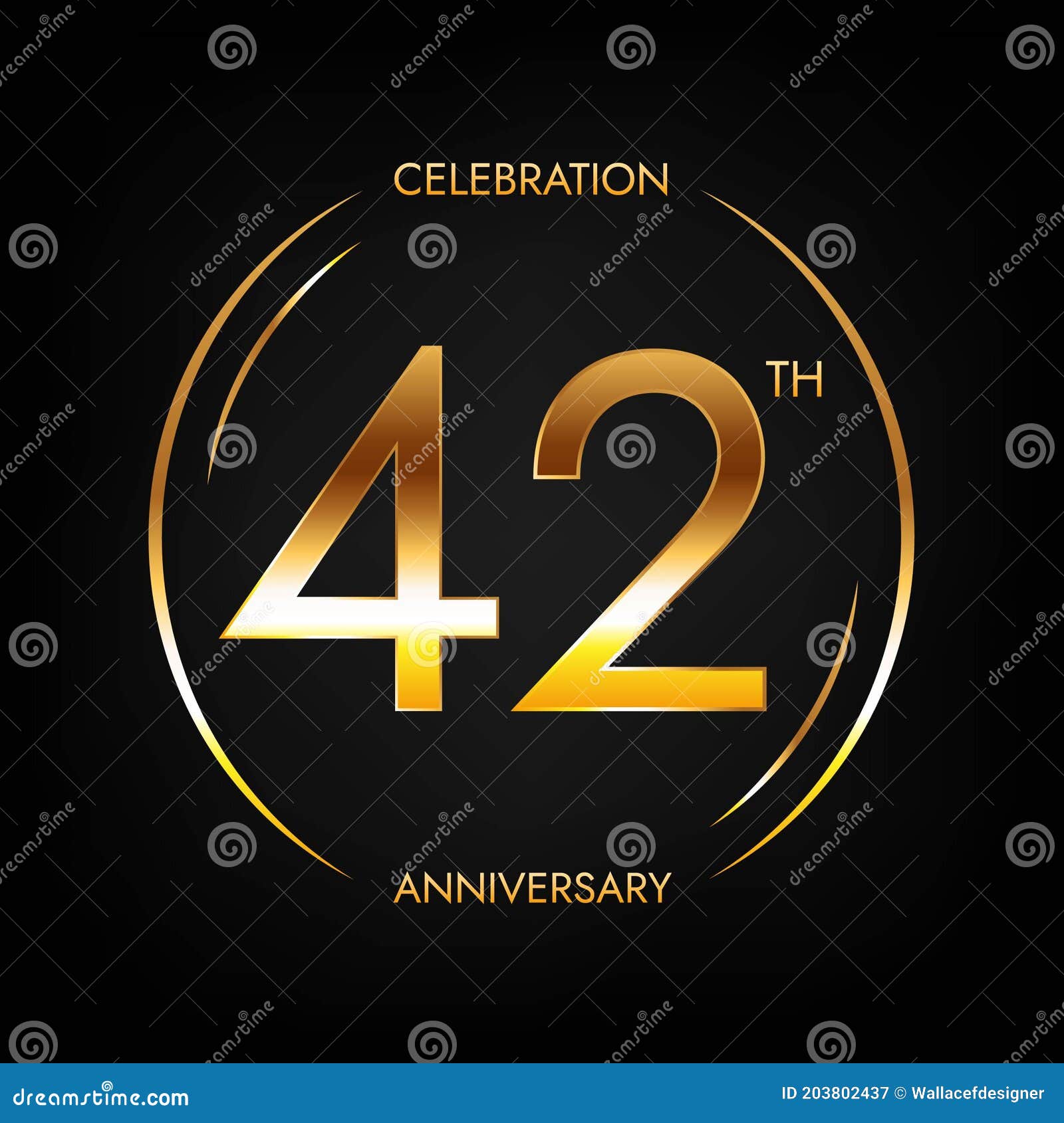 42th Anniversary Golden Bright Stock Vector - Illustration of elegant ...
