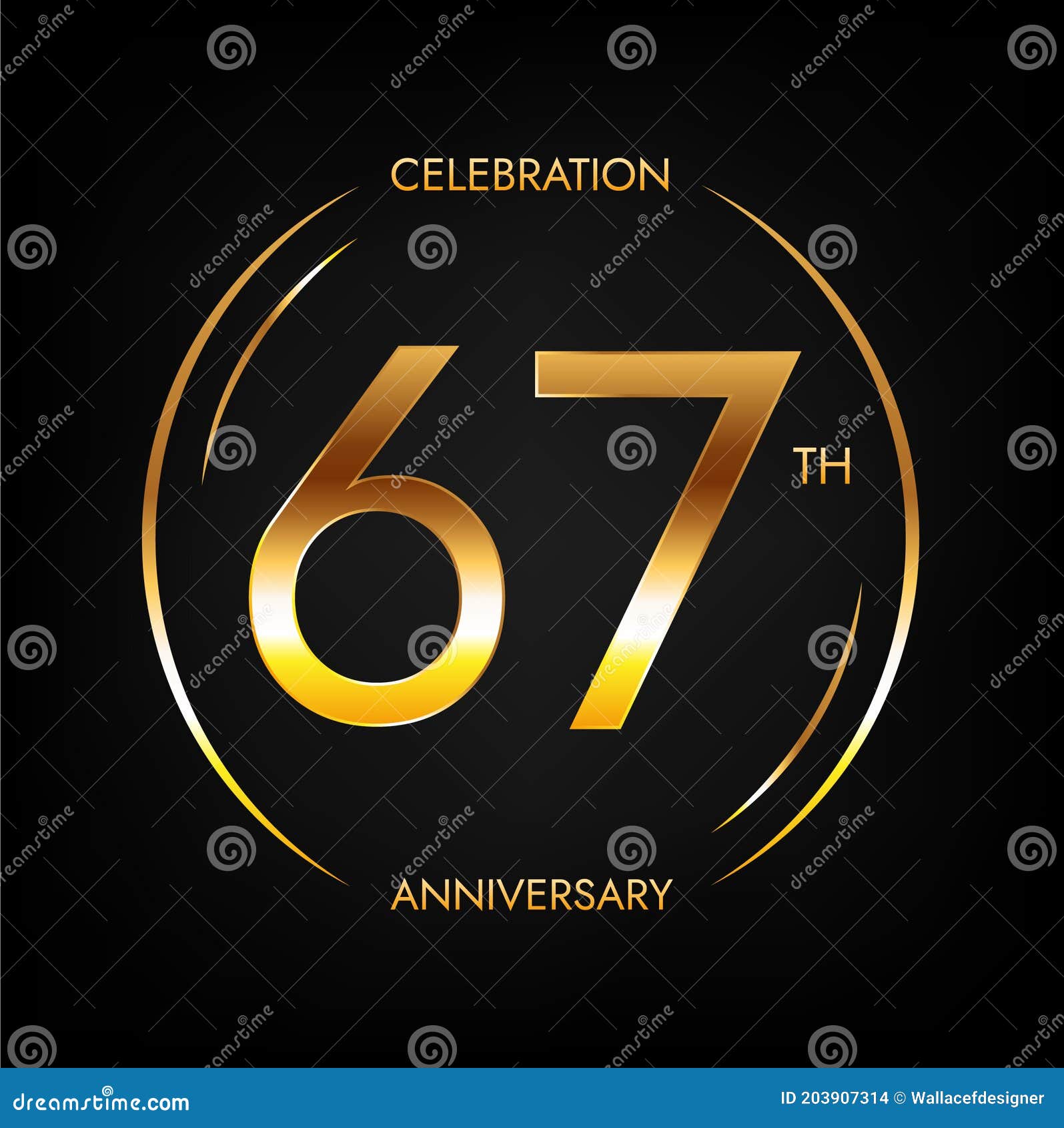 67th Anniversary Design, Luxurious Golden Color 67 Years Anniversary ...