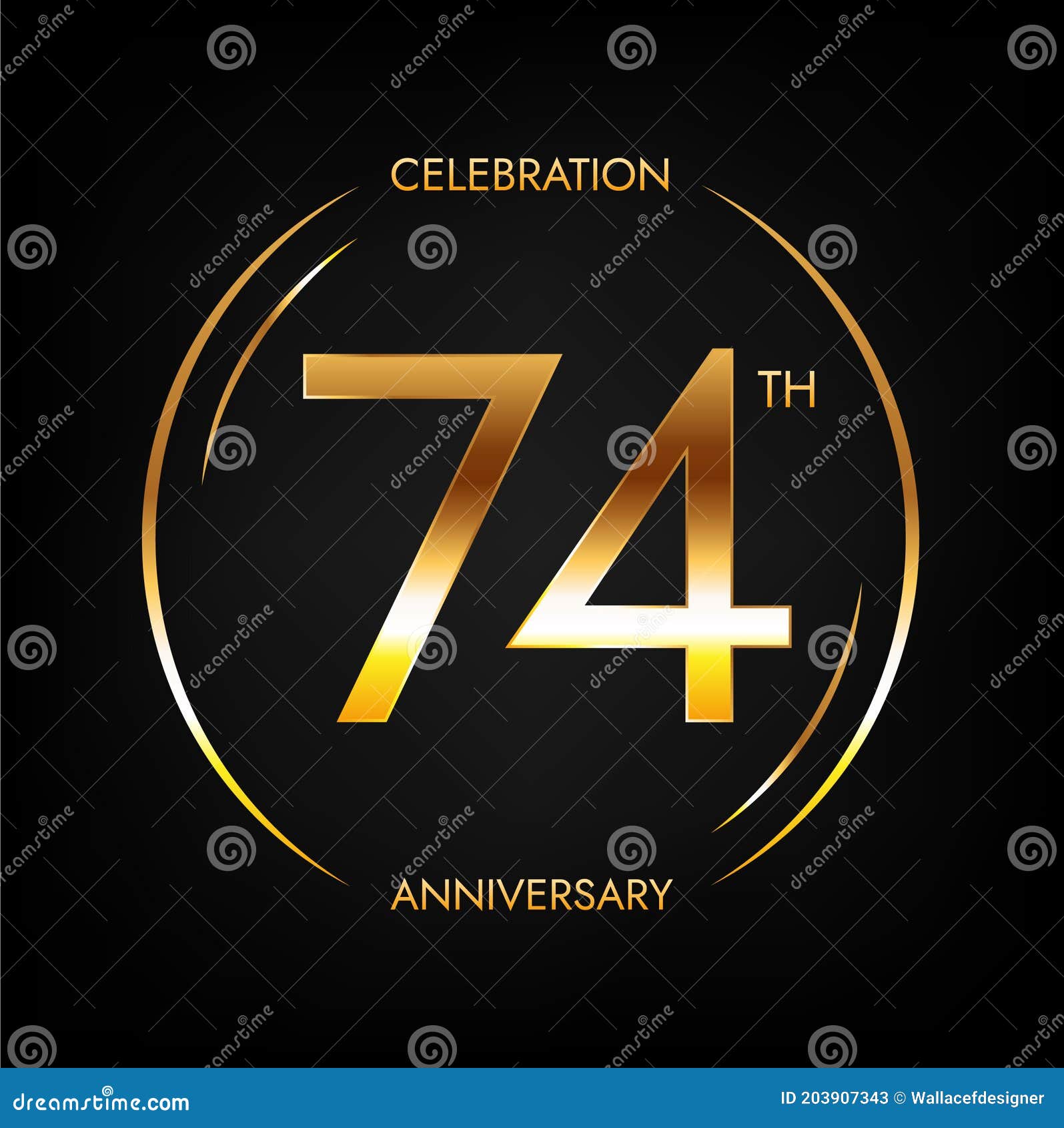 74th Anniversary Golden Bright Stock Vector - Illustration of elegant ...