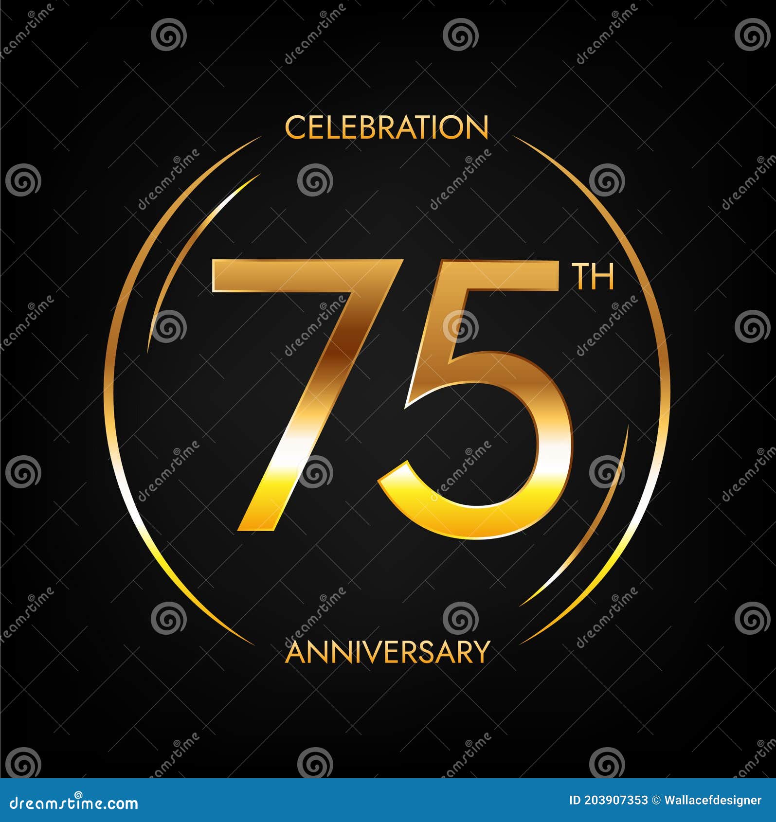 75th Anniversary Golden Bright Stock Vector - Illustration of sign ...