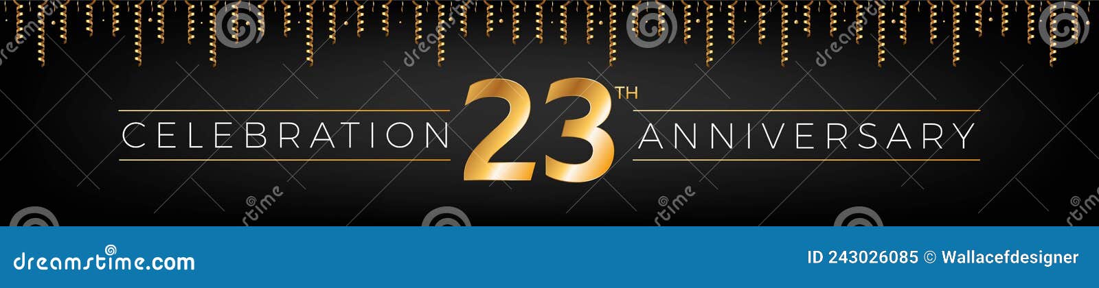 23th Anniversary. Twenty-three Years Birthday Celebration Horizontal ...
