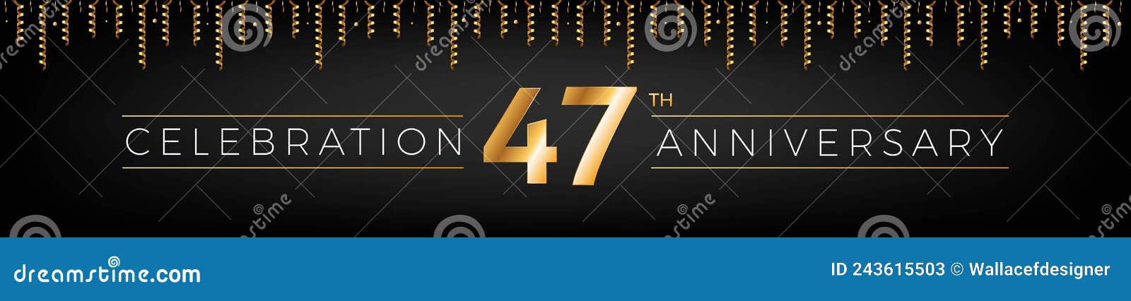 47th Anniversary. Forty-seven Years Birthday Celebration Horizontal ...