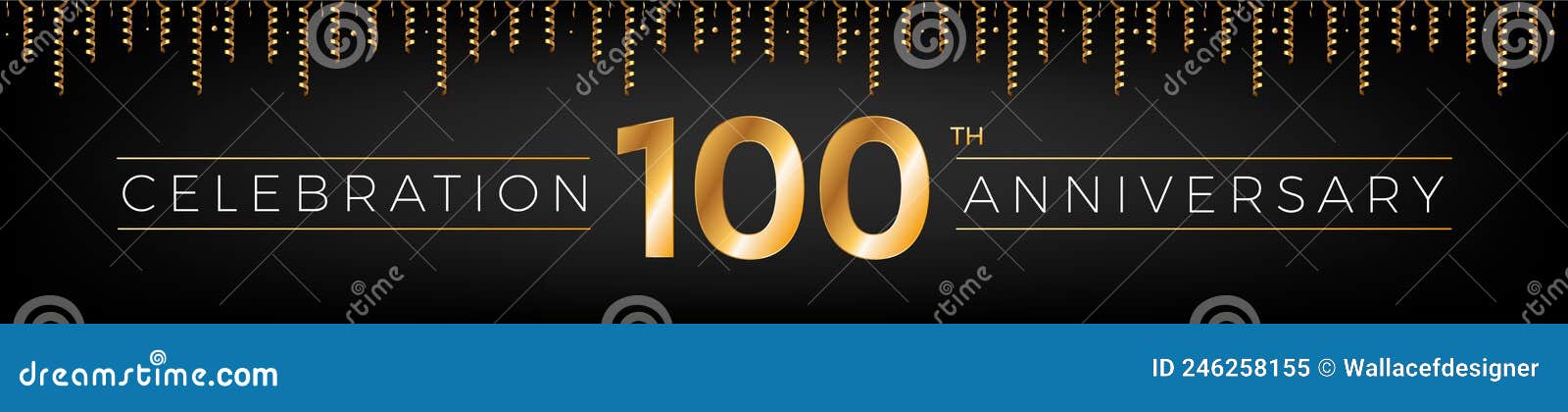 100th Anniversary. One Hundred Years Birthday Celebration Horizontal ...