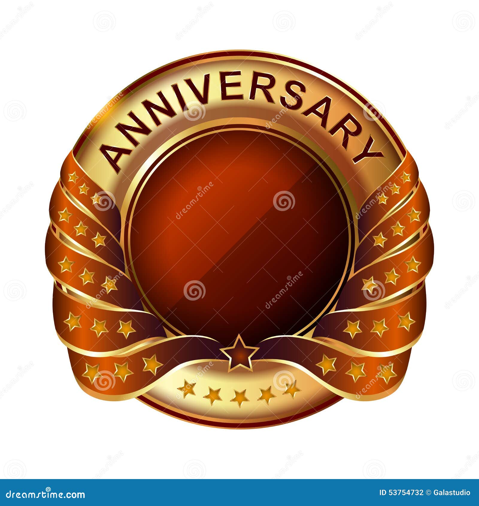 Anniversary Golden Label with Ribbon. Stock Illustration - Illustration ...