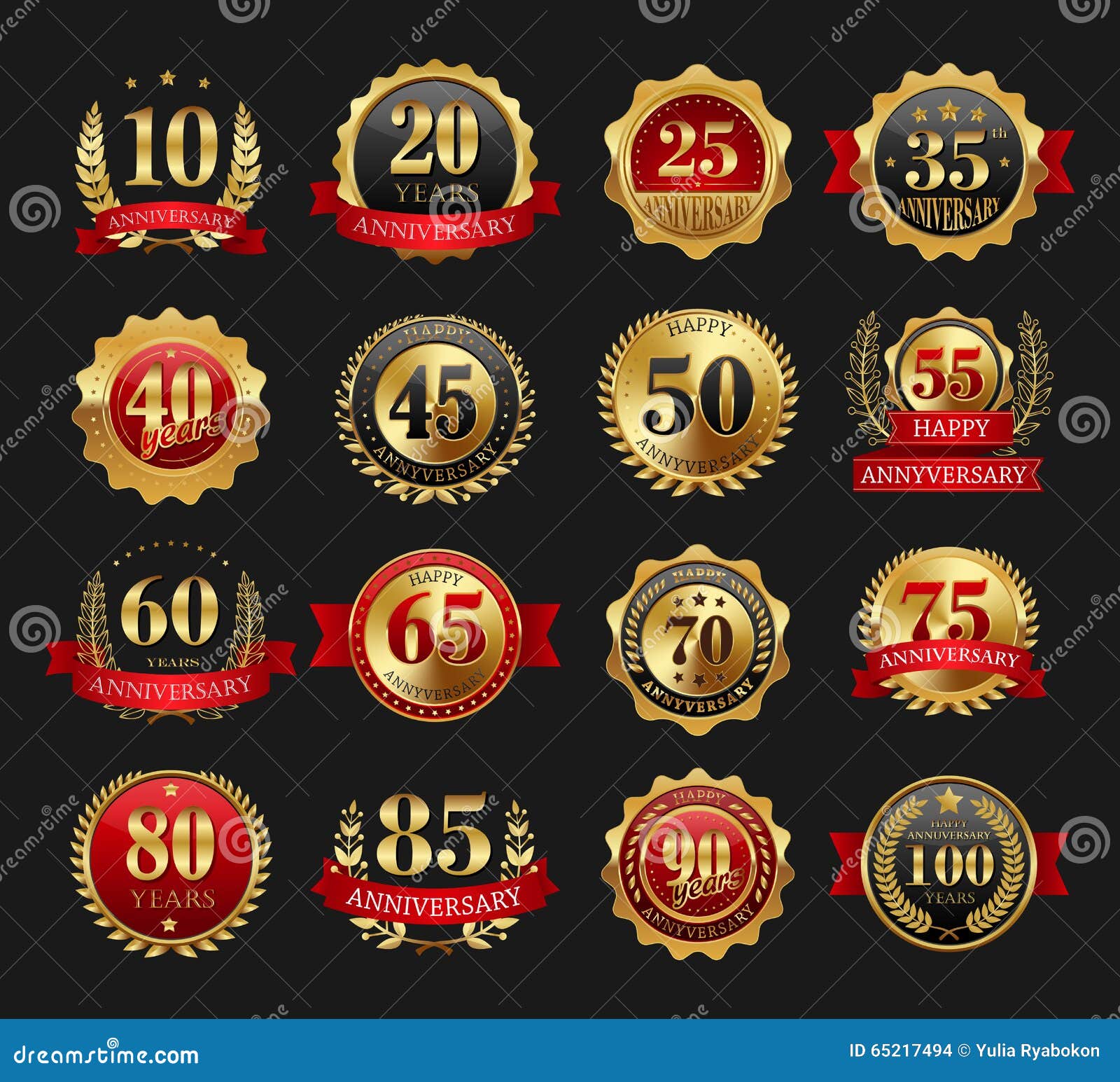 Anniversary Golden Signs Set Stock Illustrations – 161 Anniversary ...