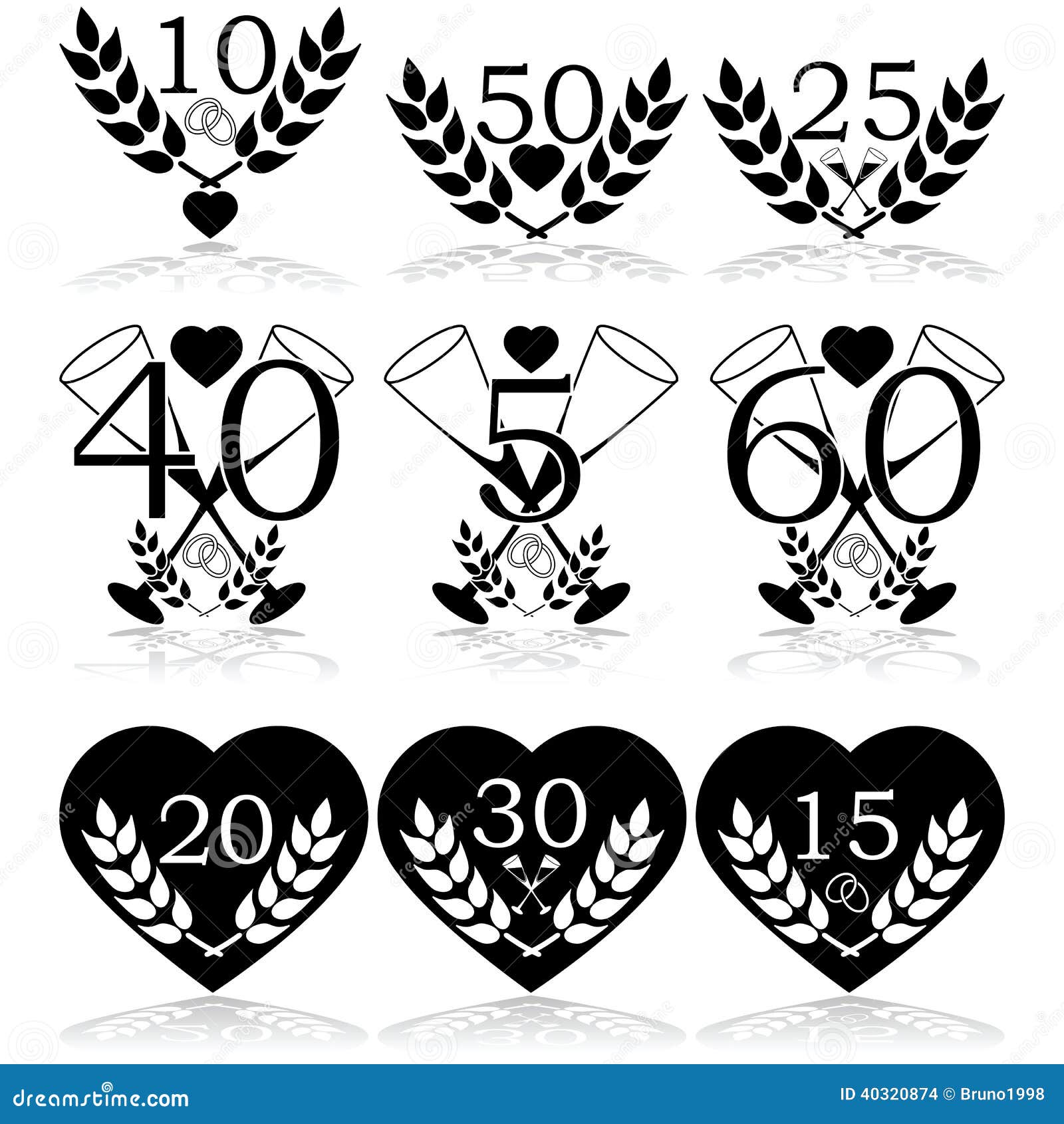 Anniversary icons stock vector. Illustration of romance - 40320874