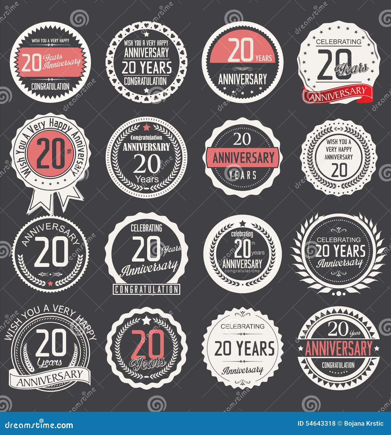 Anniversary Label Collection, 20 Years Stock Illustration ...