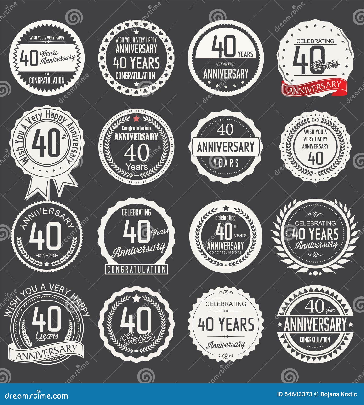 Anniversary Label Collection, 40 Years Stock Illustration ...
