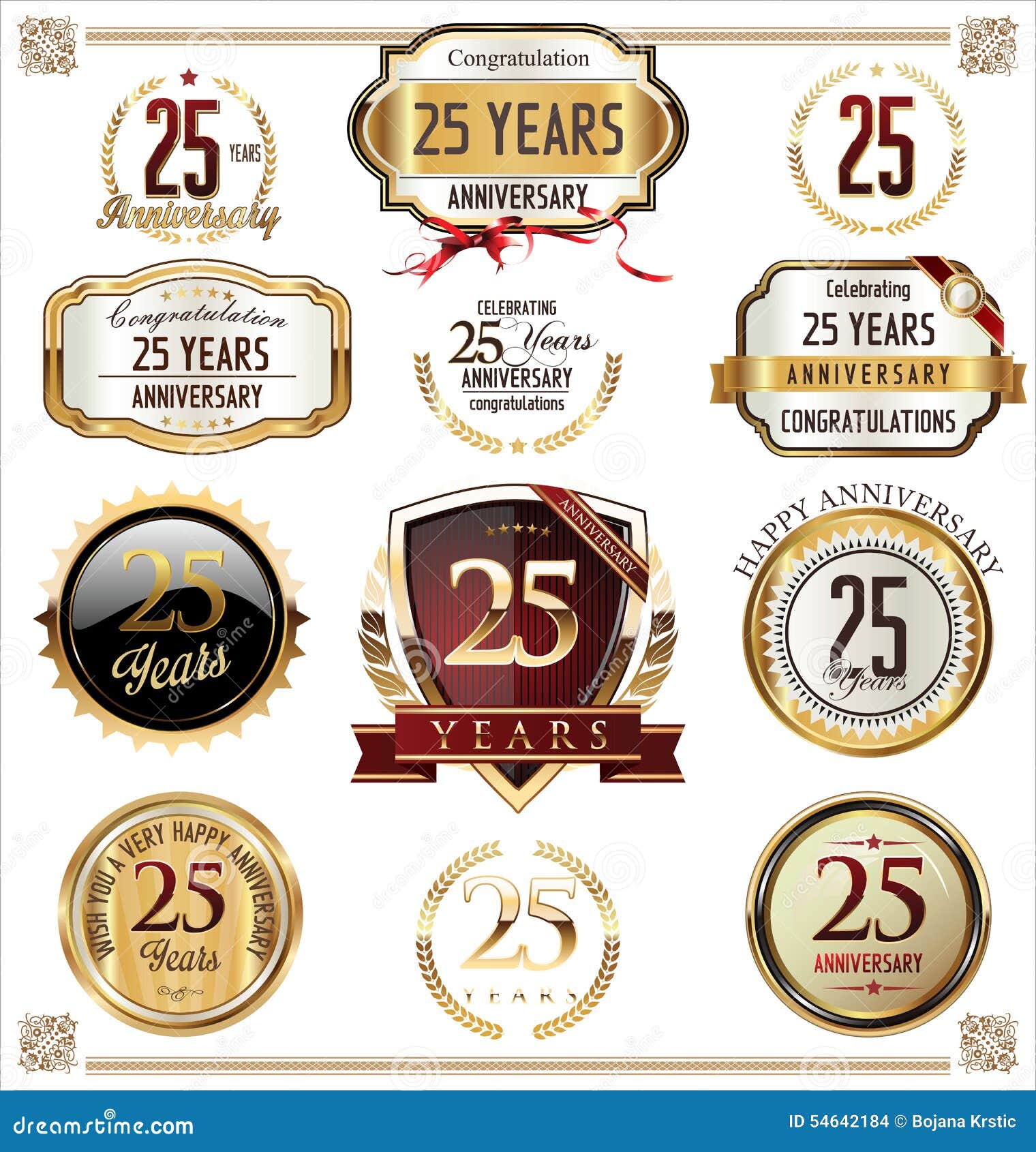 Anniversary Label Collection, 25 Years Stock Illustration ...