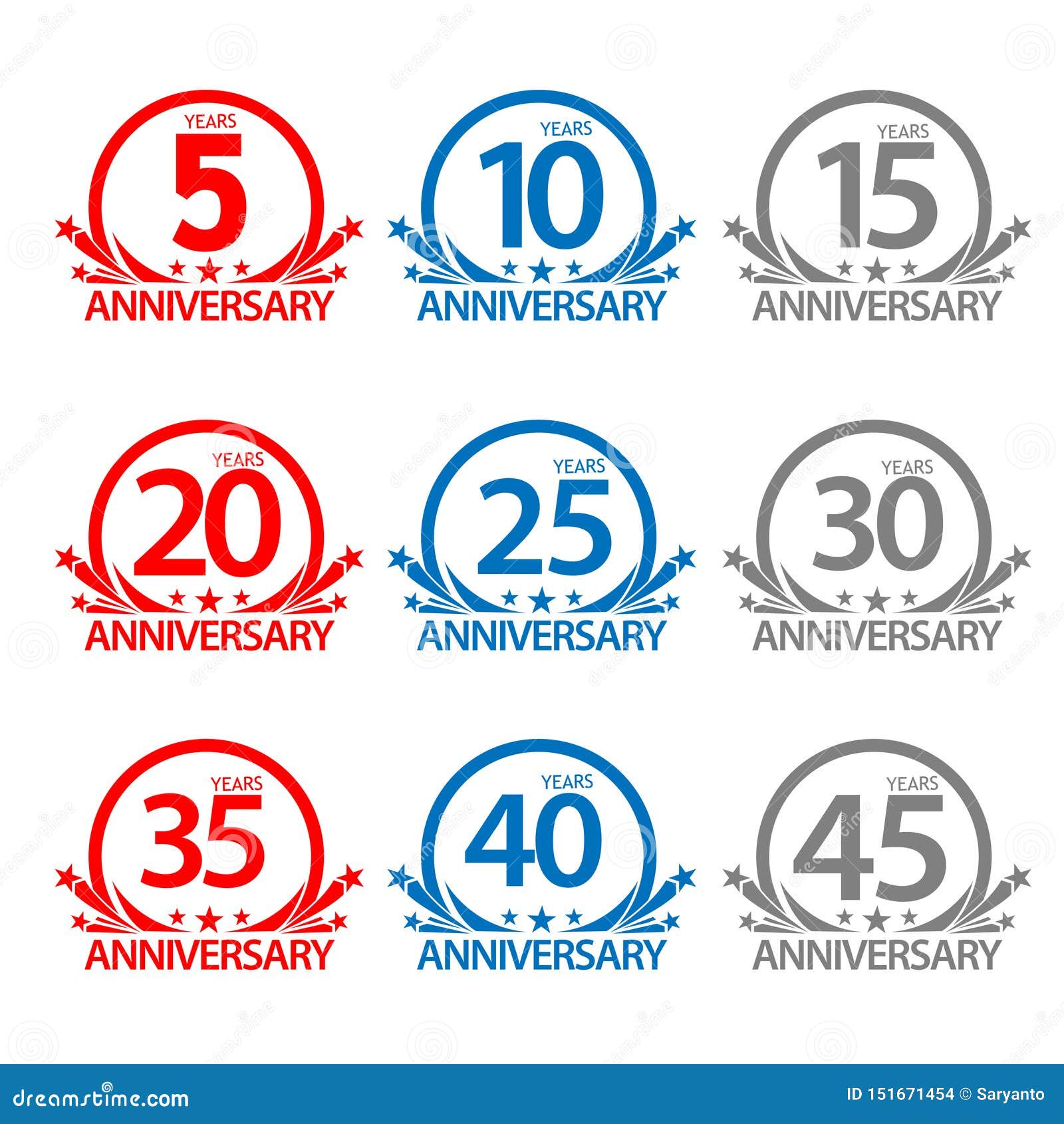 Anniversary Label Stock, Flat Design, Colorful Set Label, Vector Stock ... Anniversary Label Stock, Flat Design, Colorful Set Label, Vector Stock ...