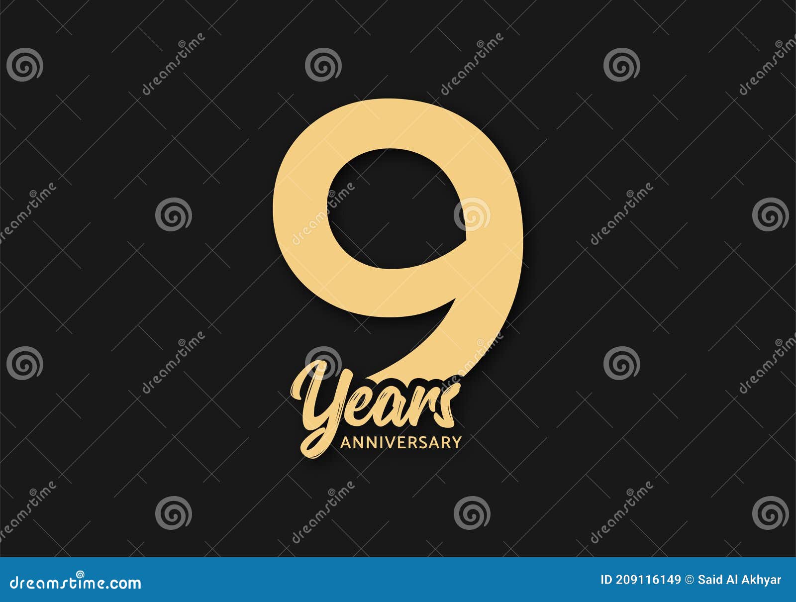 9 Years Anniversary Vector Template 9th Birthday Logo Stock Vector ...