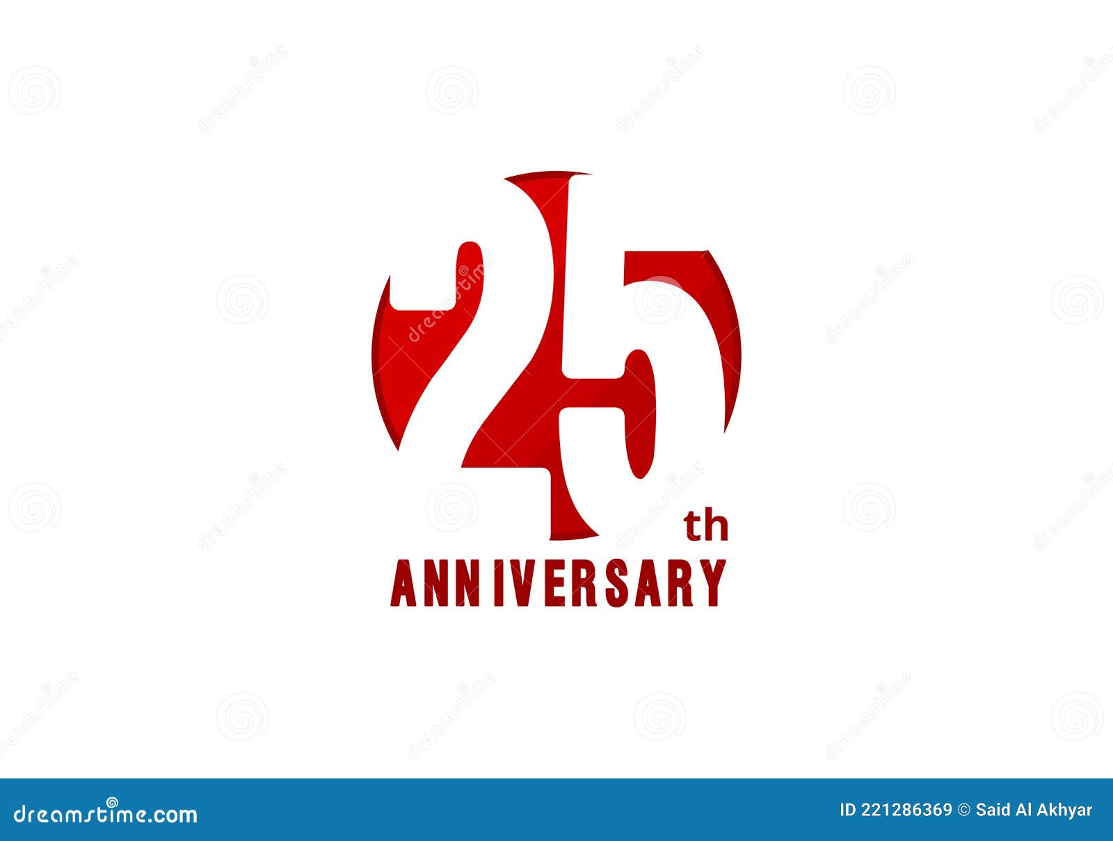 25 Years Anniversary Vector Template with Red Color, 25th Birthday Logo ...