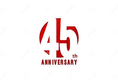 45 Years Anniversary Vector Logo Template with Red Color, 45th Birthday ...