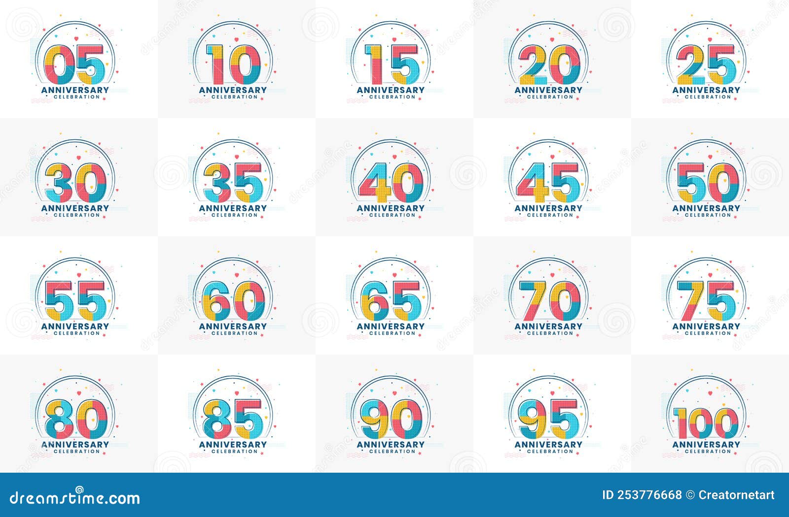 Anniversary Logo Bundle. Set Of Modern Anniversary Celebration Logos ...