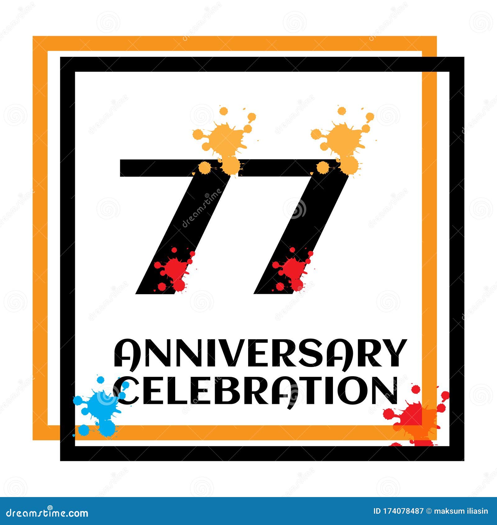 77 Anniversary Logo Vector Template. Design for Banner, Greeting Cards ...
