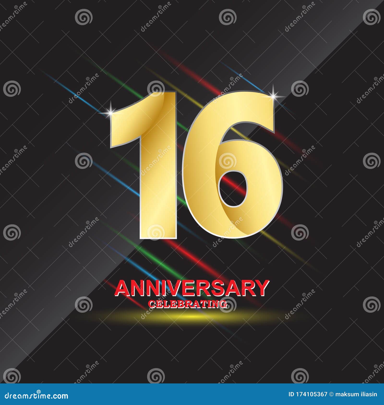 16 Anniversary Logo Vector Template. Design for Banner, Greeting Cards ...