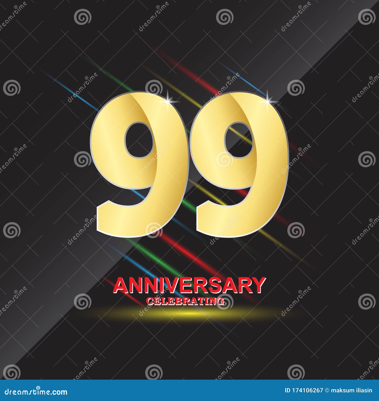99 Anniversary Logo Vector Template. Design for Banner, Greeting Cards ...