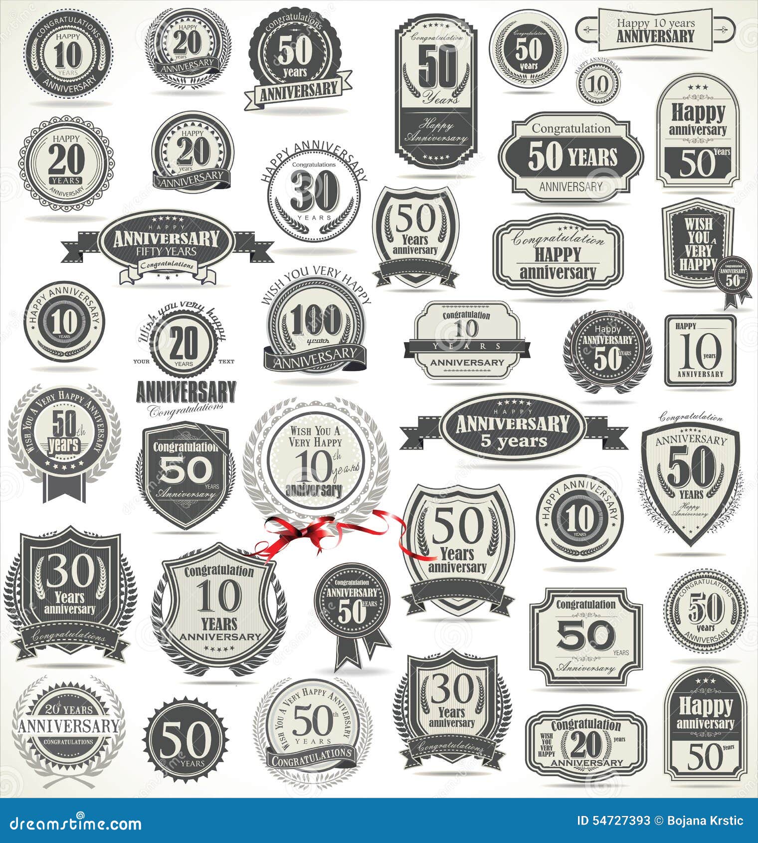 Anniversary Retro Badges and Labels Collection Stock Illustration ...