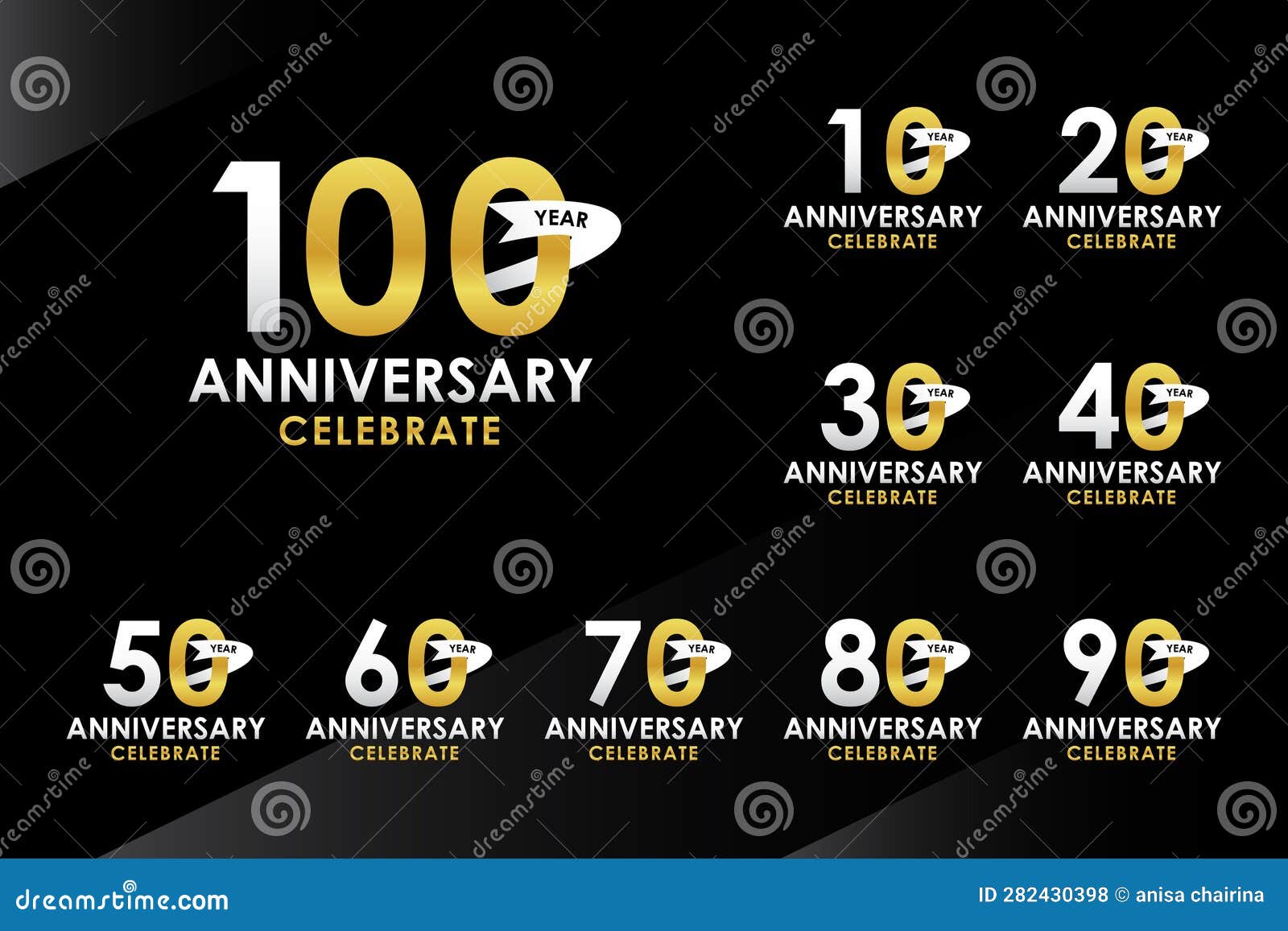 Anniversary Set Number Ribbon Design Stock Vector - Illustration of ...